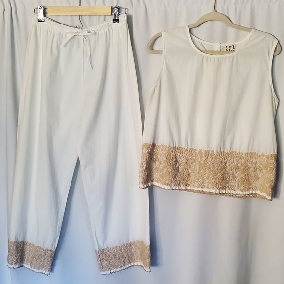 Sister Mary | Pants & Jumpsuits | Sister Mary White Set With Tan ...